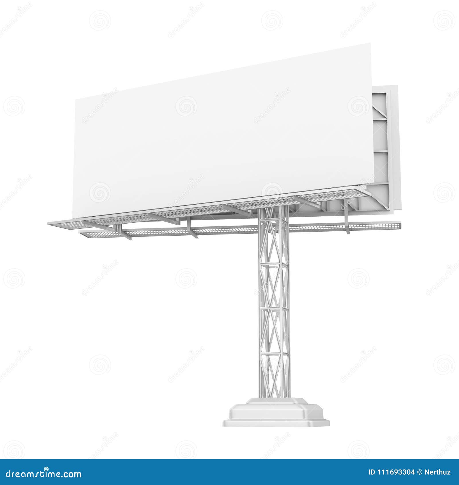 Blank White Billboard Isolated Stock Illustration - Illustration of ...
