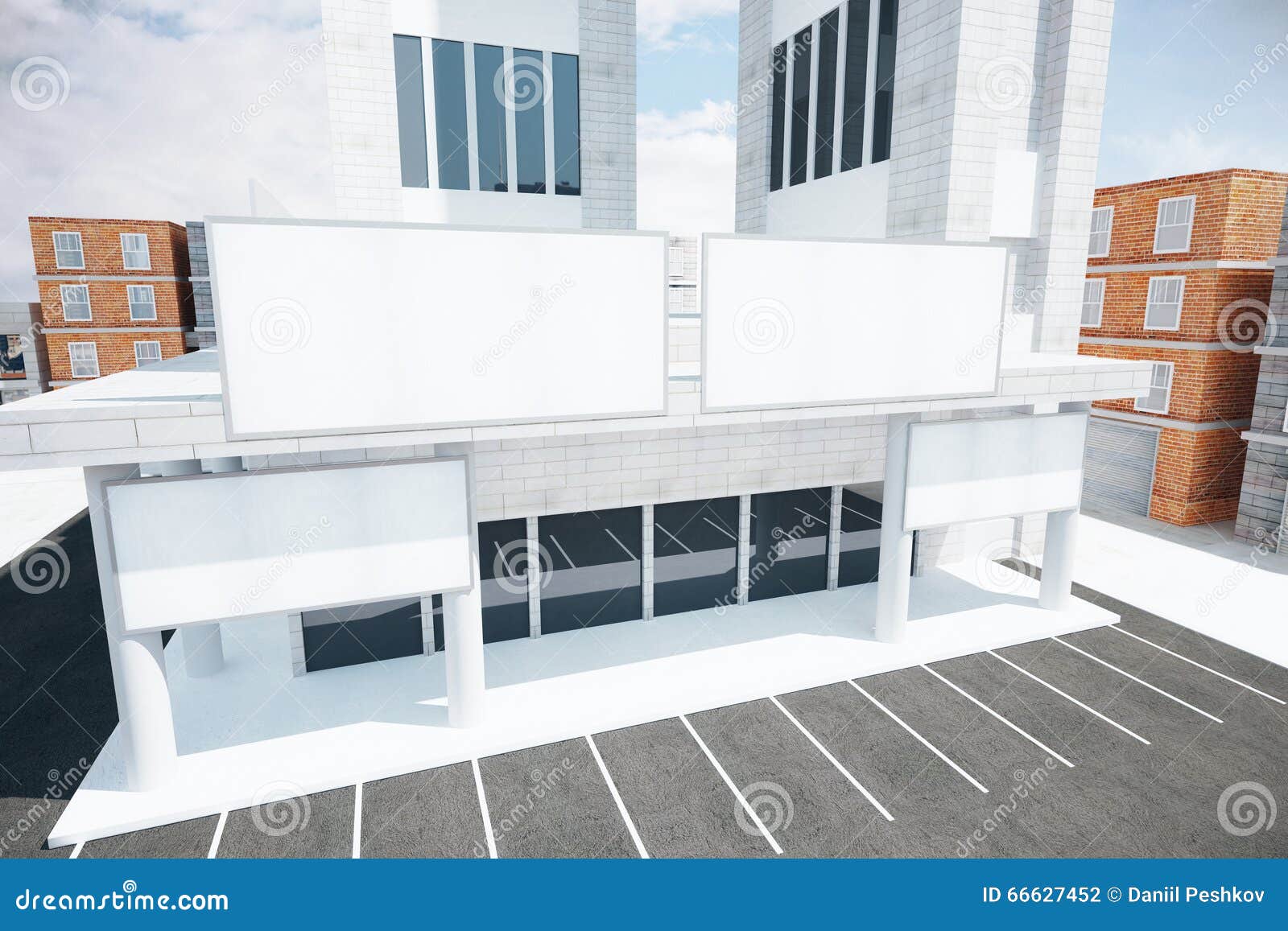 Blank White Billboards on the Top of Industrial Building, Mock U Stock ...