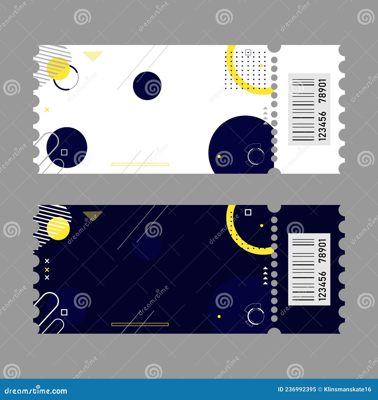 Blank White and Blue Creative Ticket Template Design Stock Vector ...