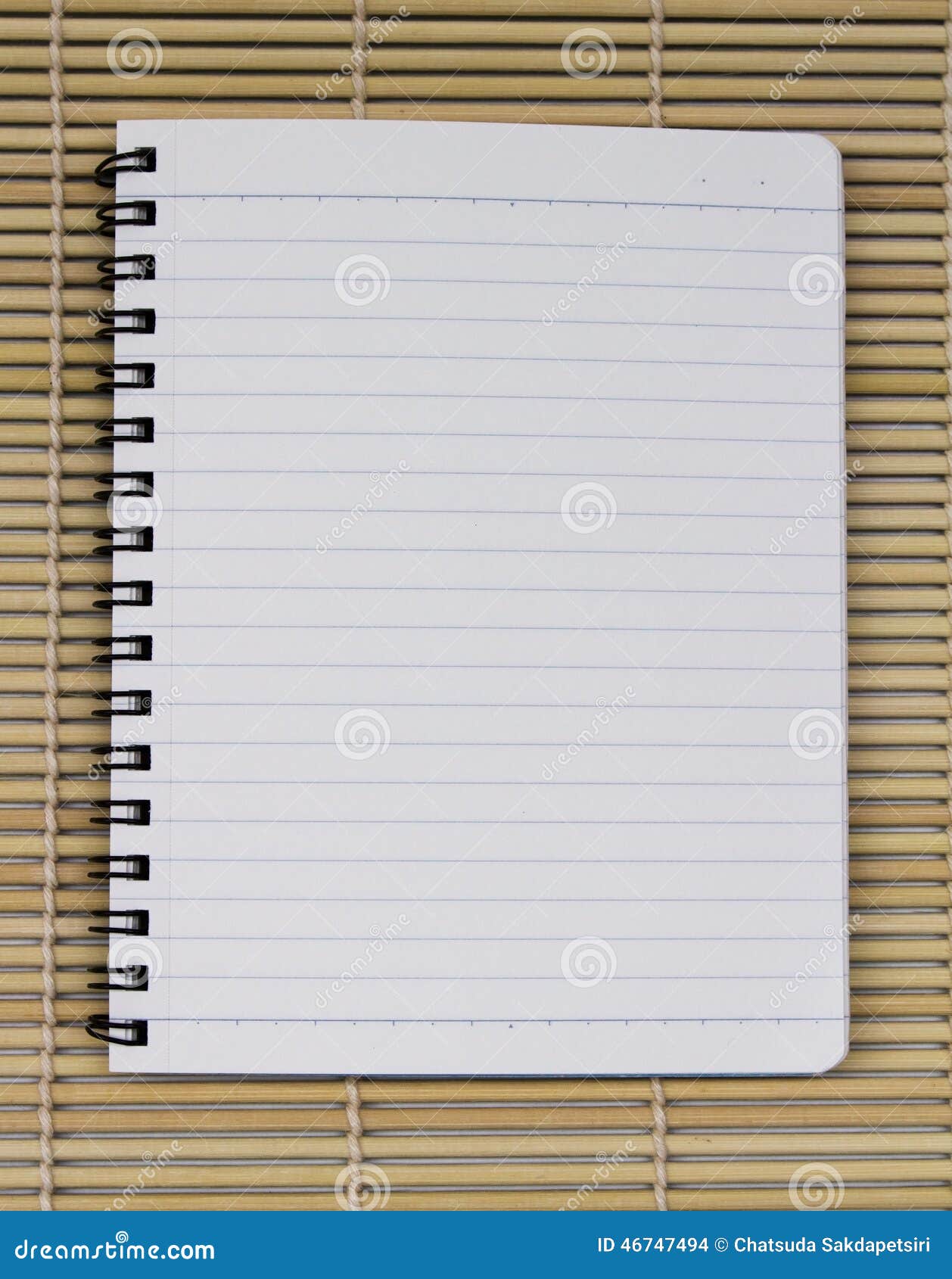 Blank White Blue Line Paper Realistic Spiral Notepad Notebook On Stock ...