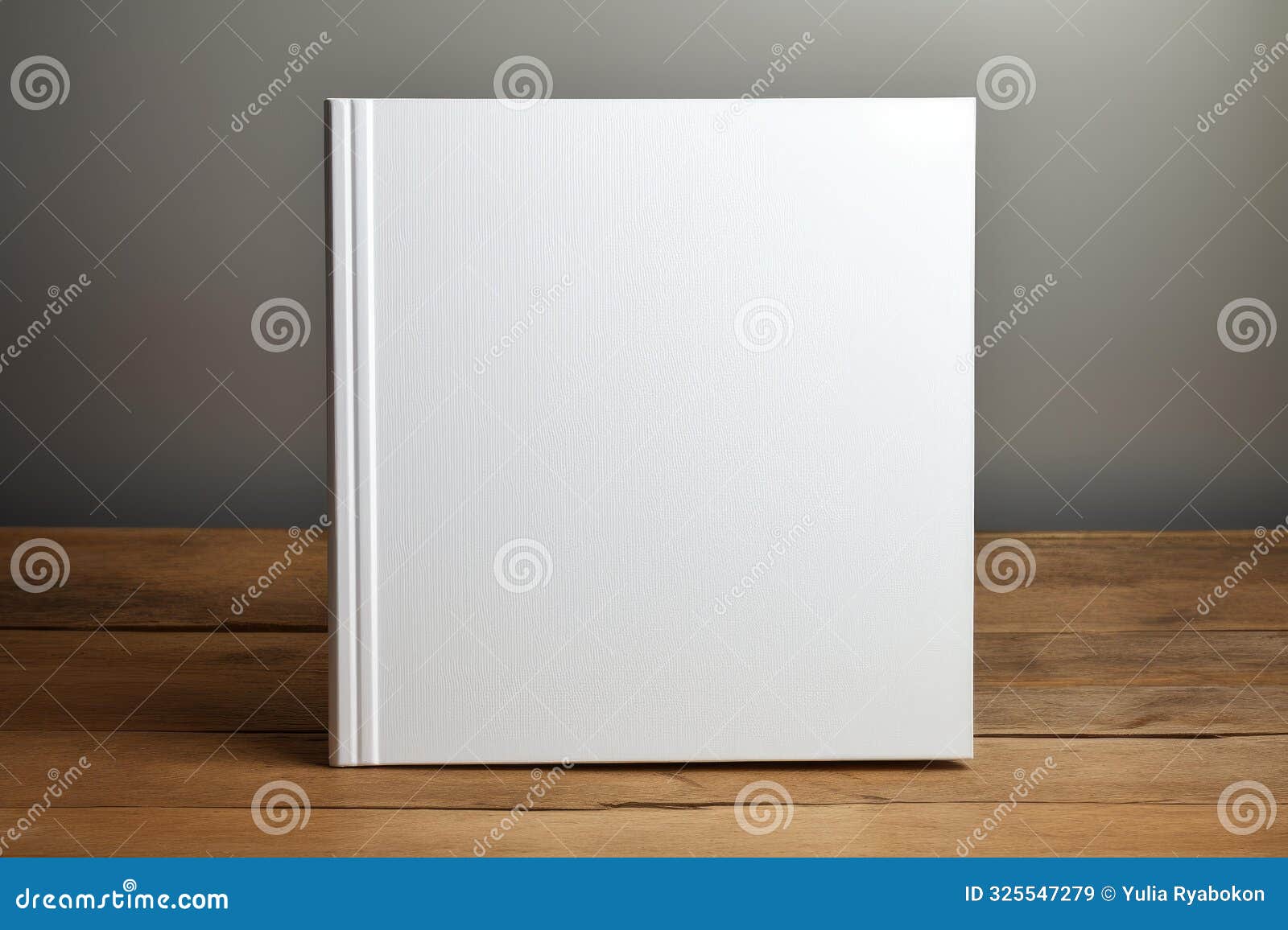 Blank White Book Cover on Wooden Table Stock Image - Image of album ...