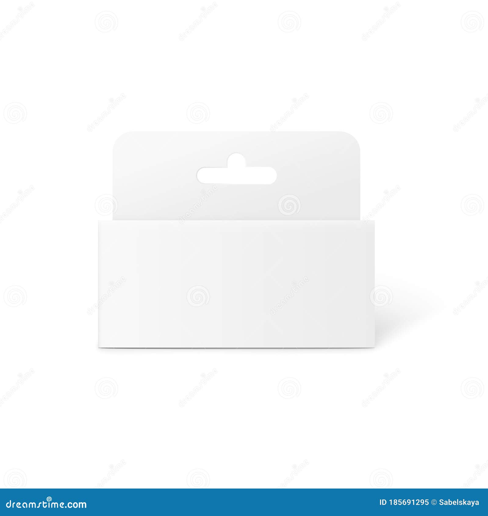 Blank White Box Tab Package Mockup from Front View Stock Vector ...