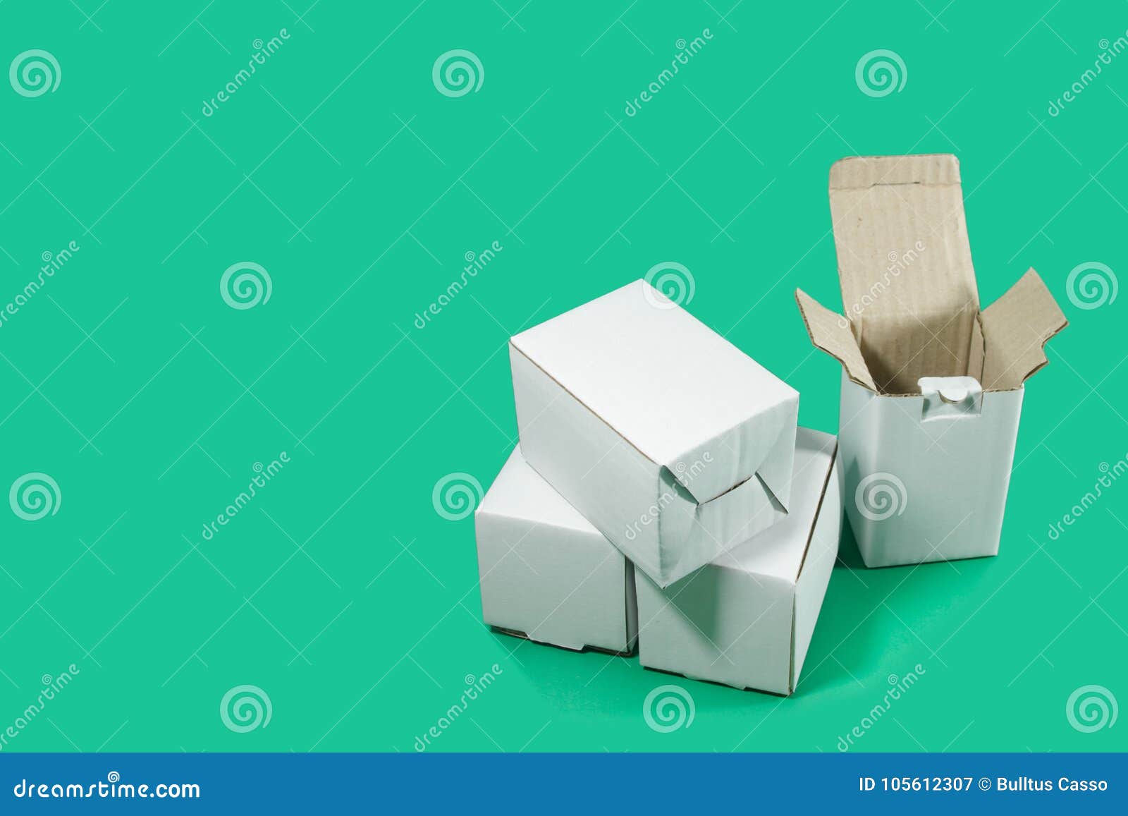 White Boxes on Green Background. Stock Image - Image of deliver, packet ...