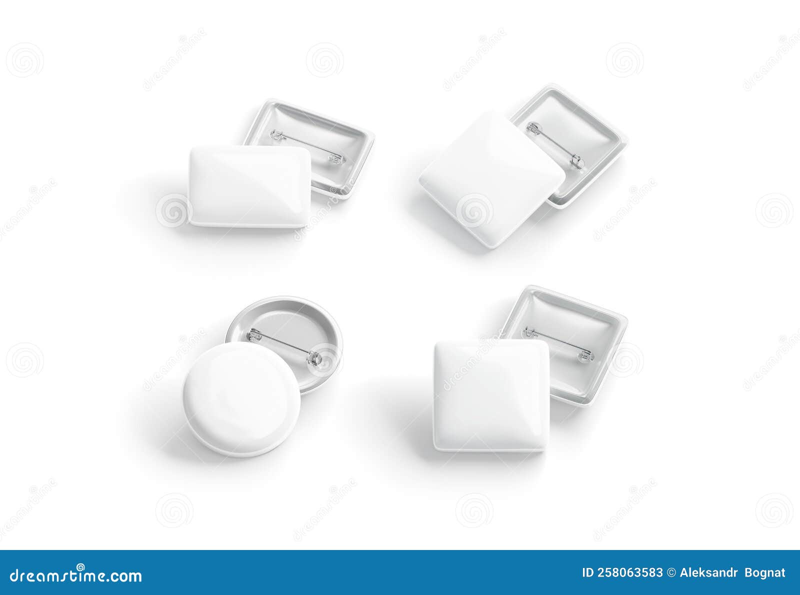 Blank White Button Badge Stack Mockup, Front and Back View Stock ...