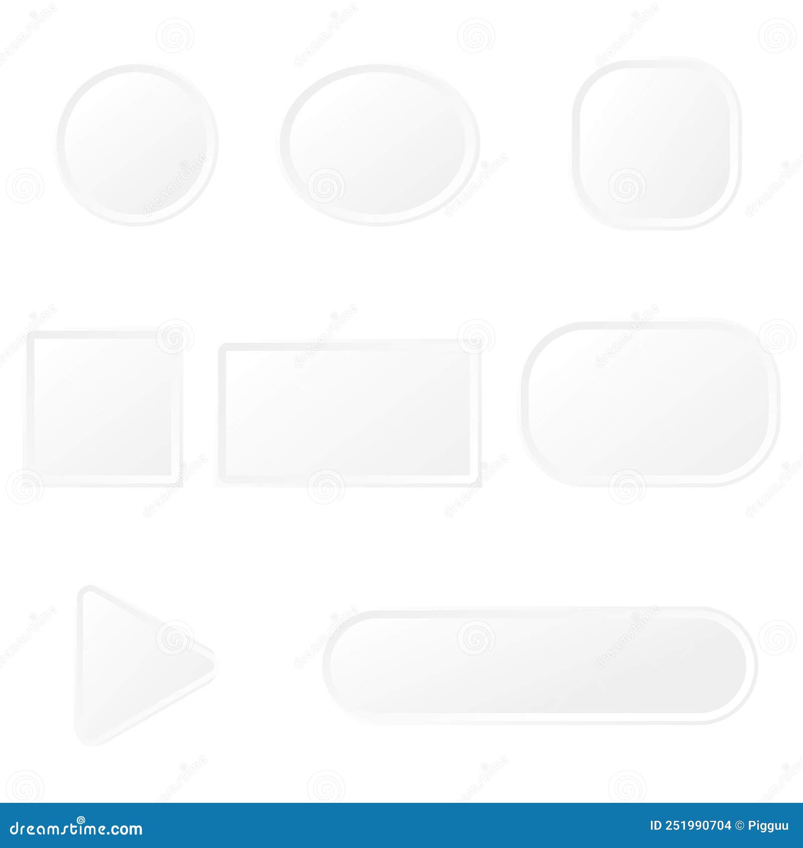 Blank White Buttons Set Isolated on White Background Stock Vector ...