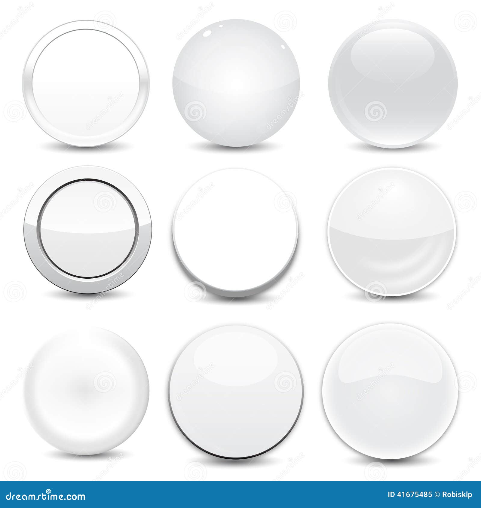 Blank White Buttons stock vector. Illustration of pictogram - 41675485