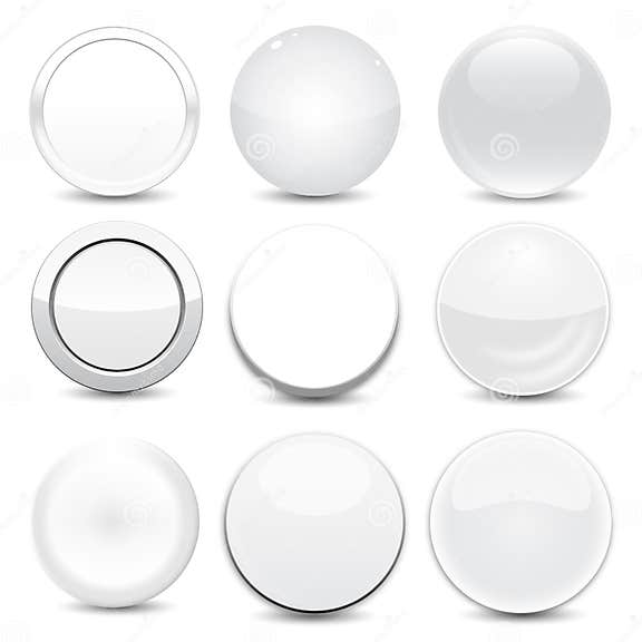 Blank White Buttons stock vector. Illustration of pictogram - 41675485