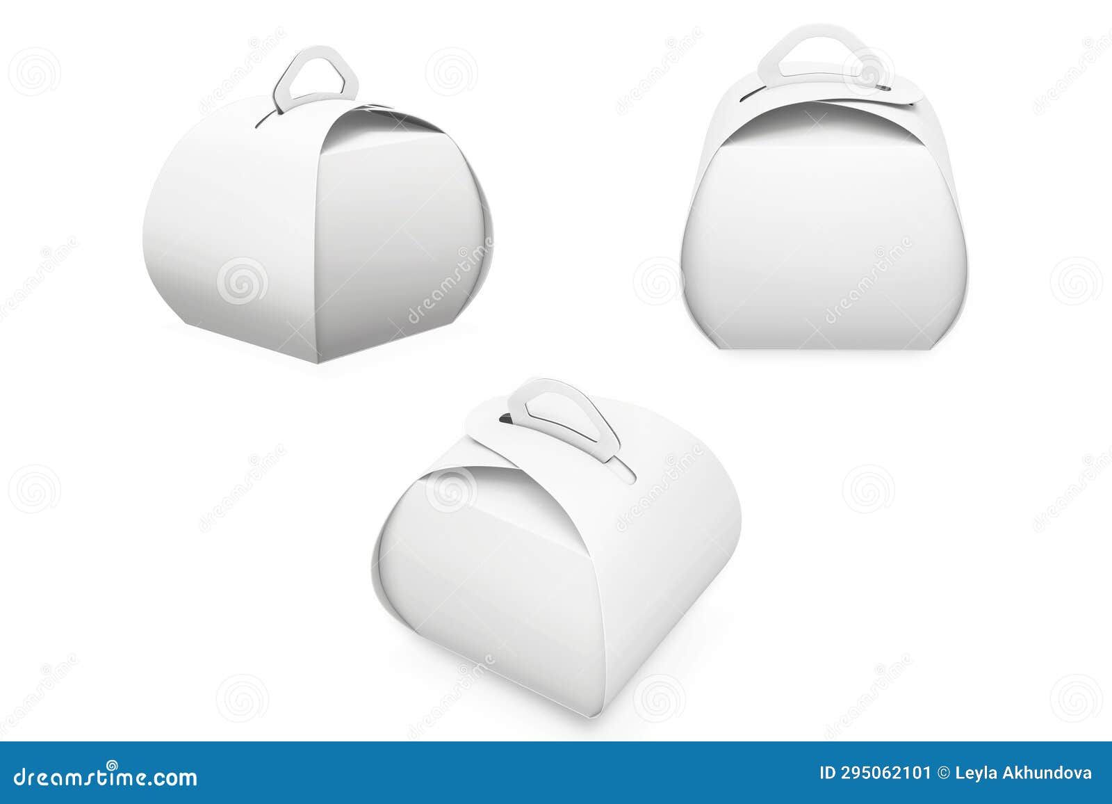 Blank White Cake Box Mockup Isolated. Gift Packaging Box with Handle ...