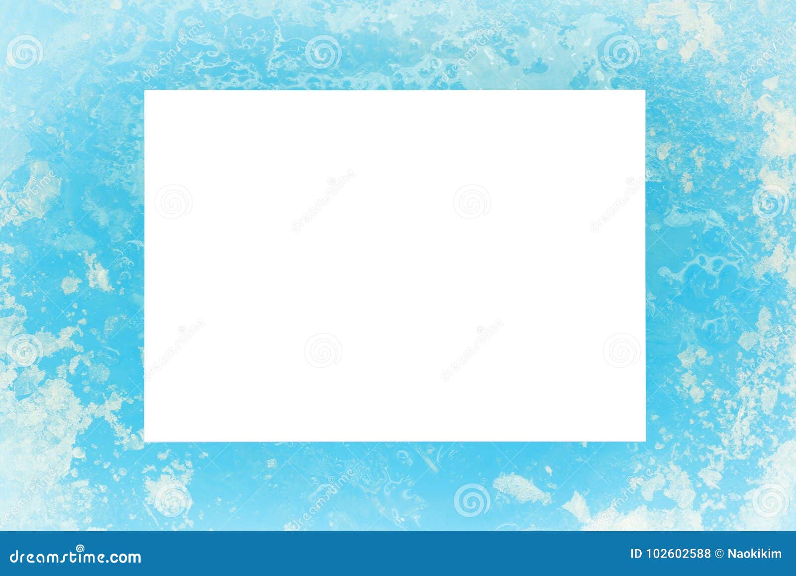 Blank White Card on Blue Ice Background Stock Photo - Image of isolated ...
