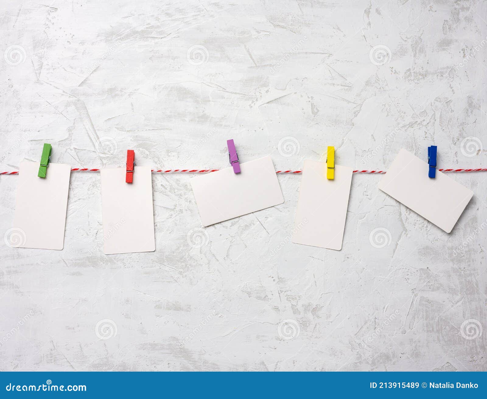 Blank White Cardboard Rectangular Pieces of Paper Hanging on ...