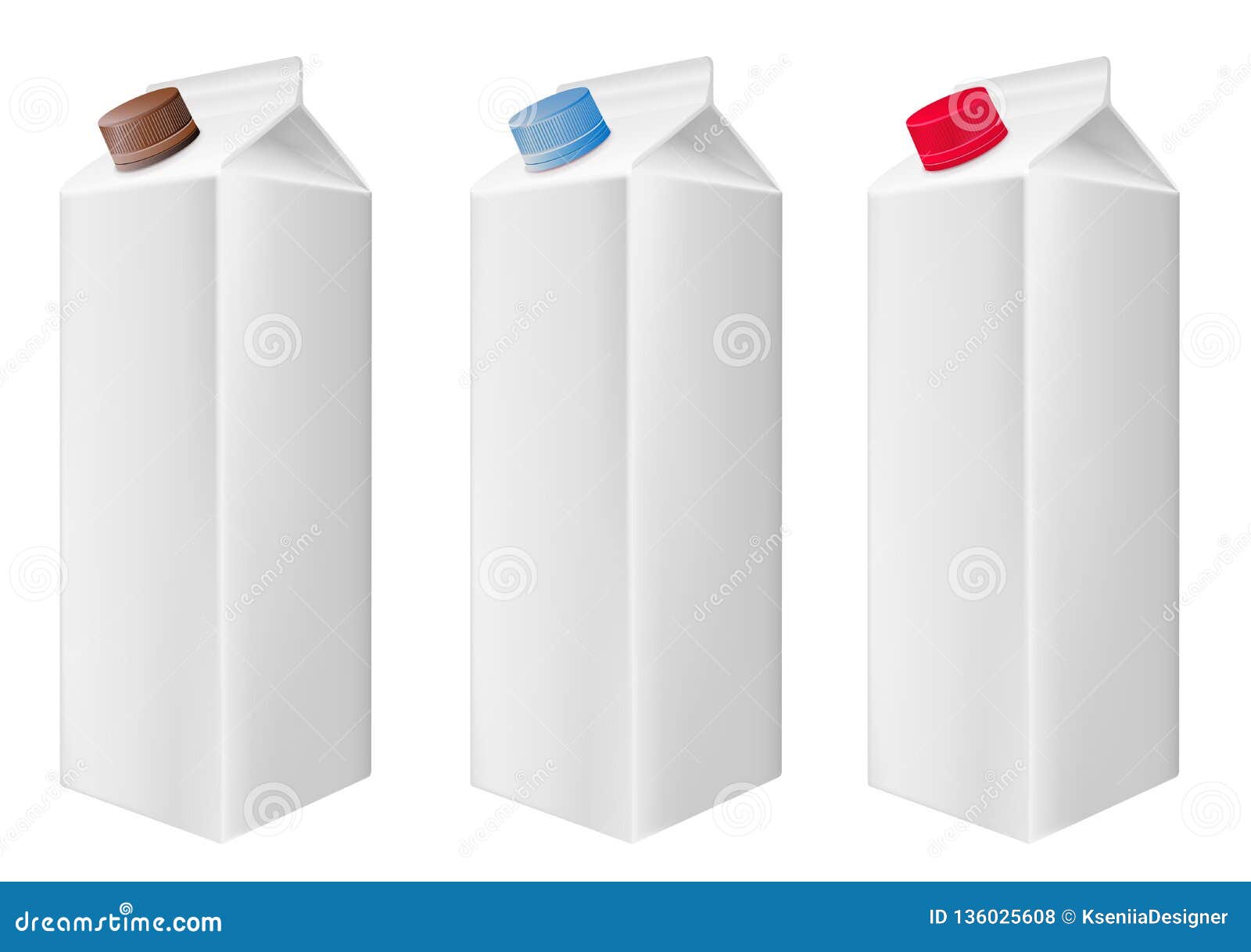 Blank White Carton Boxes Packages Cartons With Cap Vector Illustration Stock Vector