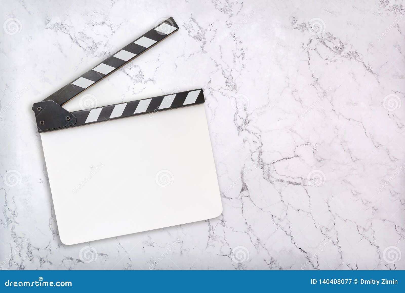 Blank White Clapboard on White Marble Background Stock Image - Image of ...