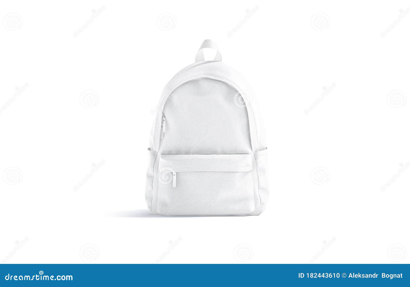 Blank White Closed Backpack with Zipper Mock Up, Front View Stock ...