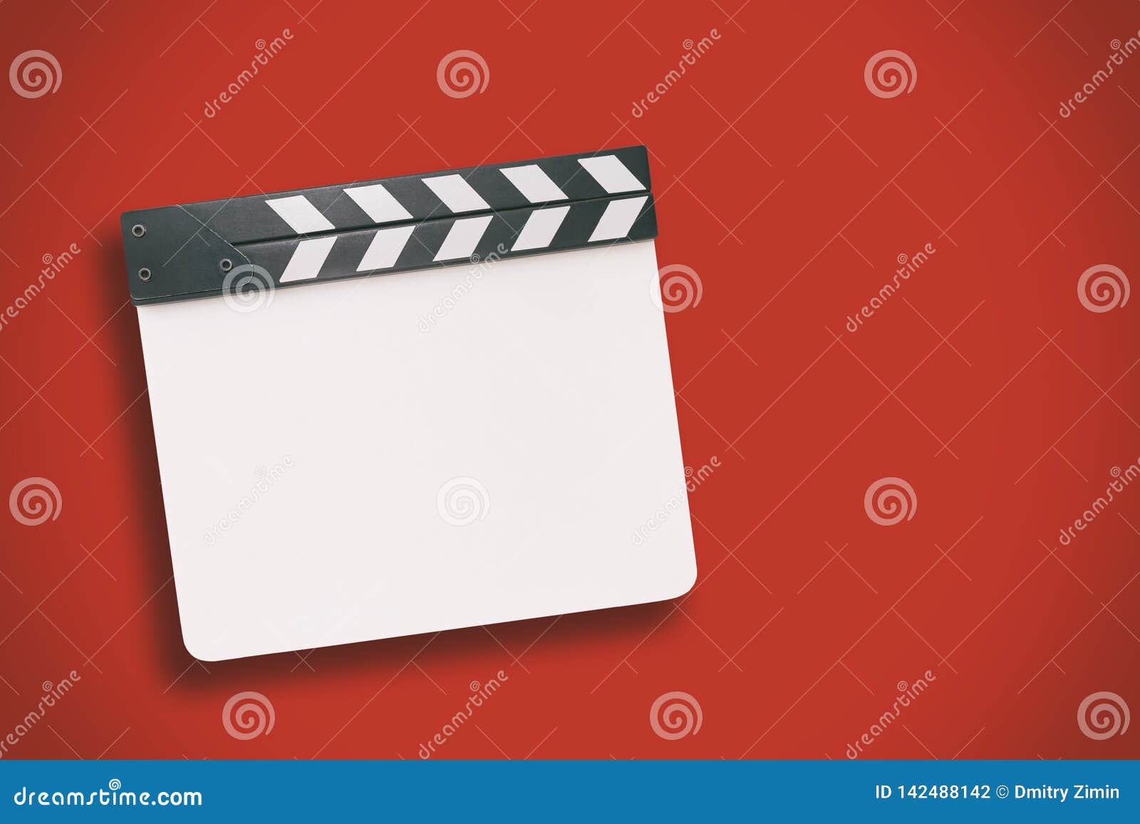 Blank White Closed Clapper Board on Red Background Stock Photo - Image ...