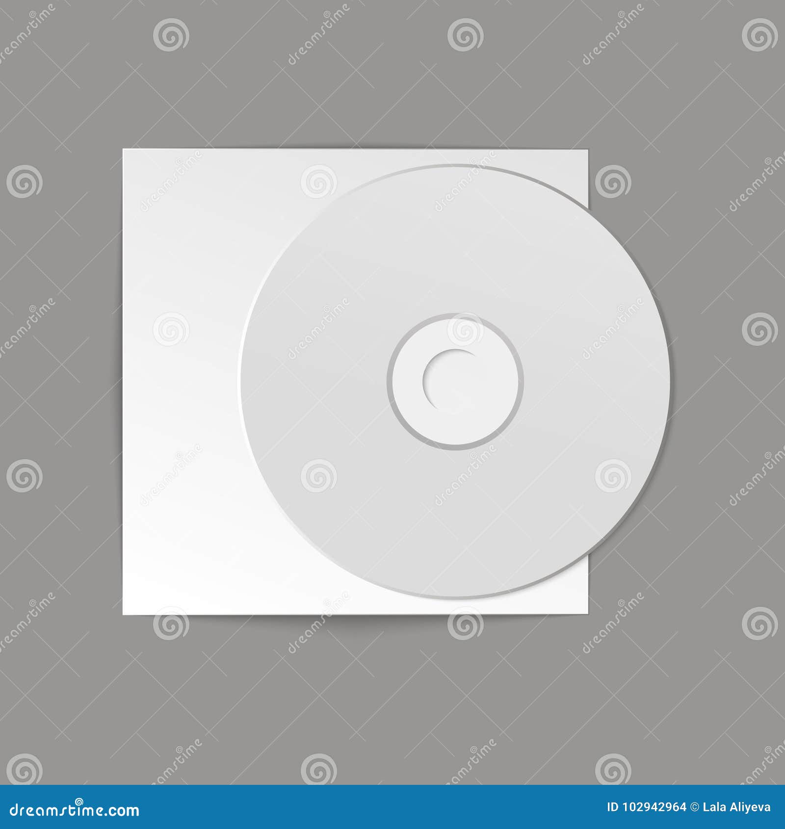 Blank White Compact Disk with Cover on Wooden Table and Concrete Wall ...
