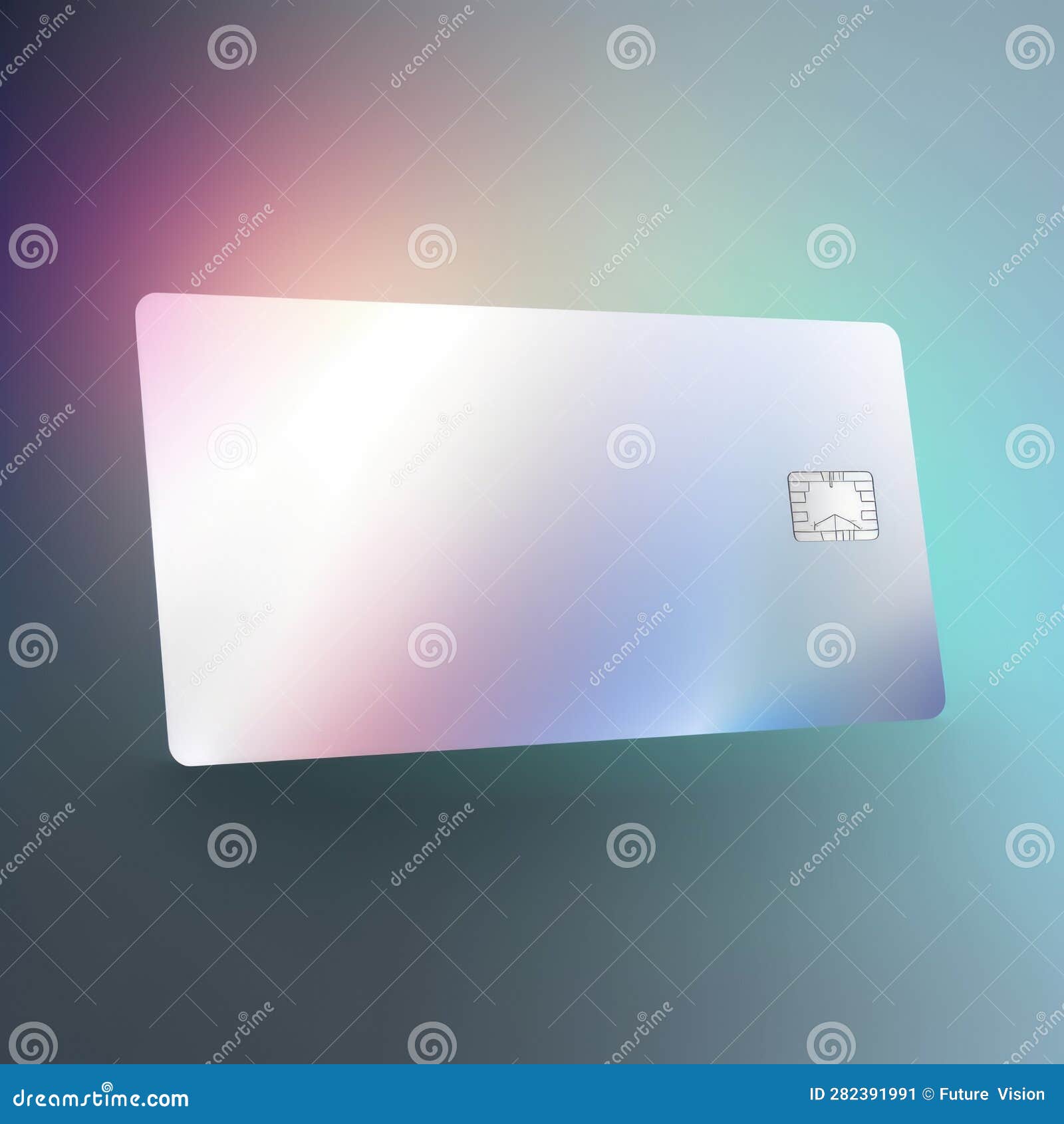 Blank White Credit Card with Microchip on Blue, Copy Space, Created ...