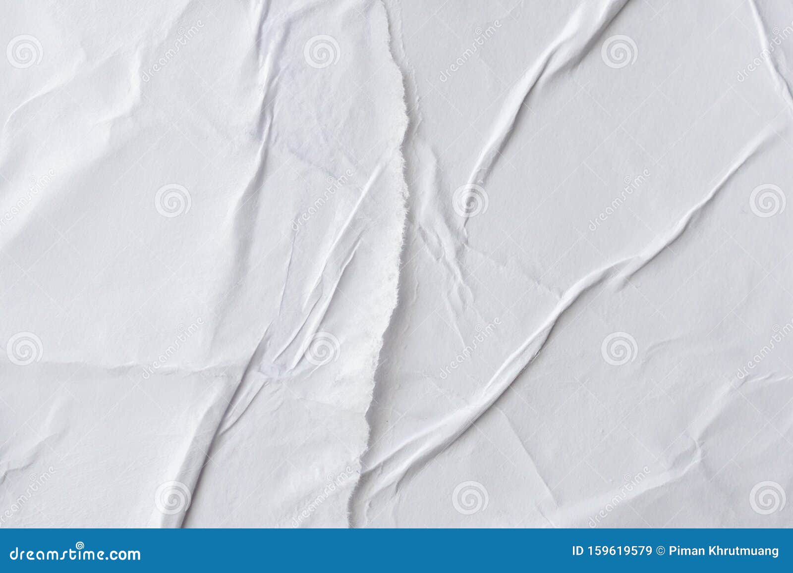 Blank White Crumpled And Creased Paper Poster Texture Background Stock