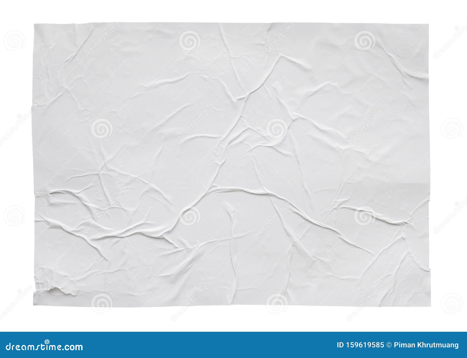 Blank White Crumpled And Creased Sticker Paper Poster Texture Isolated