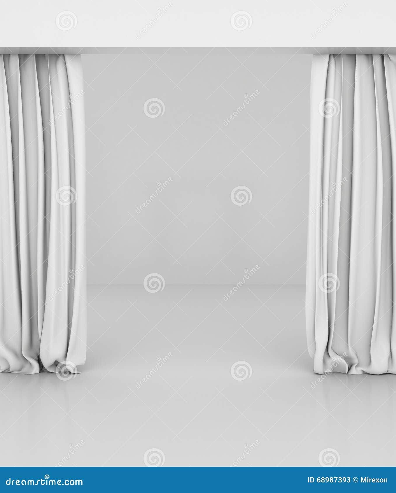 Blank White Curtain or Drapes on White-gray Background Stock Image ...