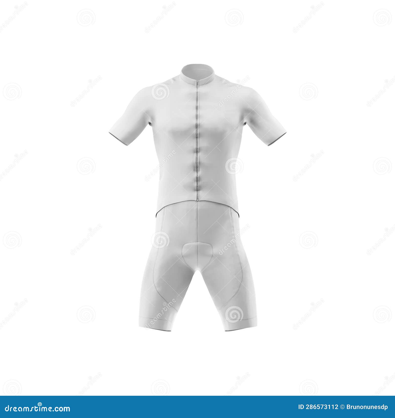 Blank White Cycling Outfit Front View with Collar Mockup on a White ...