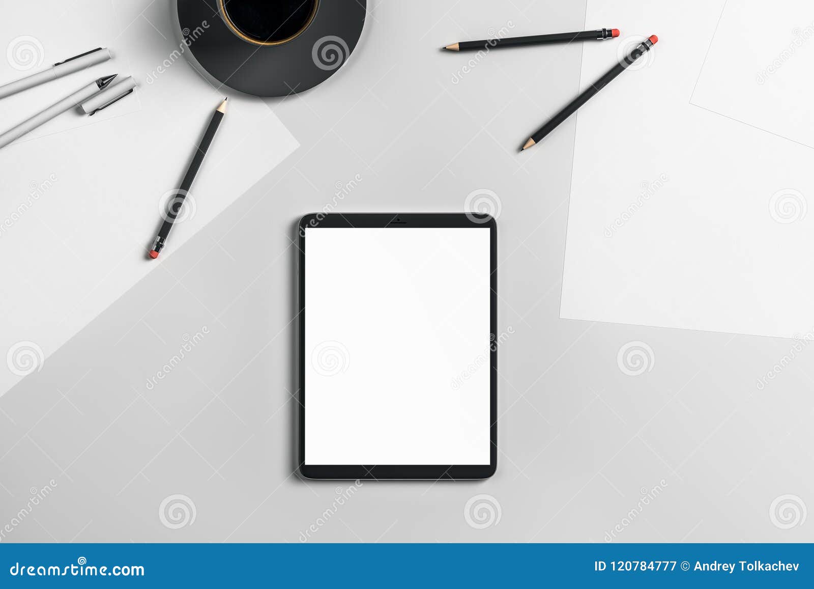 Blank White Digital Tablet Screen Stock Illustration - Illustration of ...