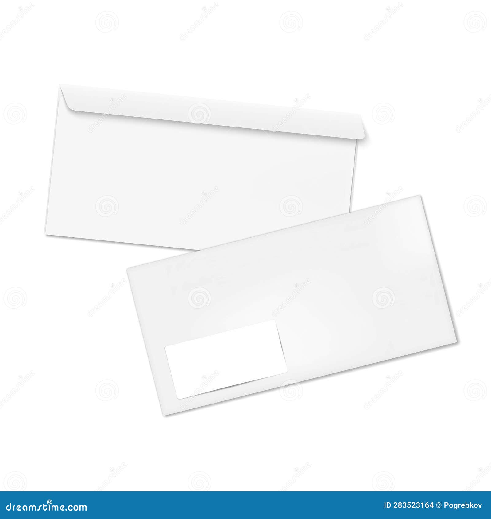 Blank White DL Envelope with Empty Address Label Sticker Front and Back ...