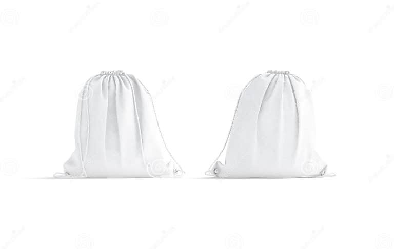 Blank White Drawstring Backpack Mockup, Front and Back View Stock ...