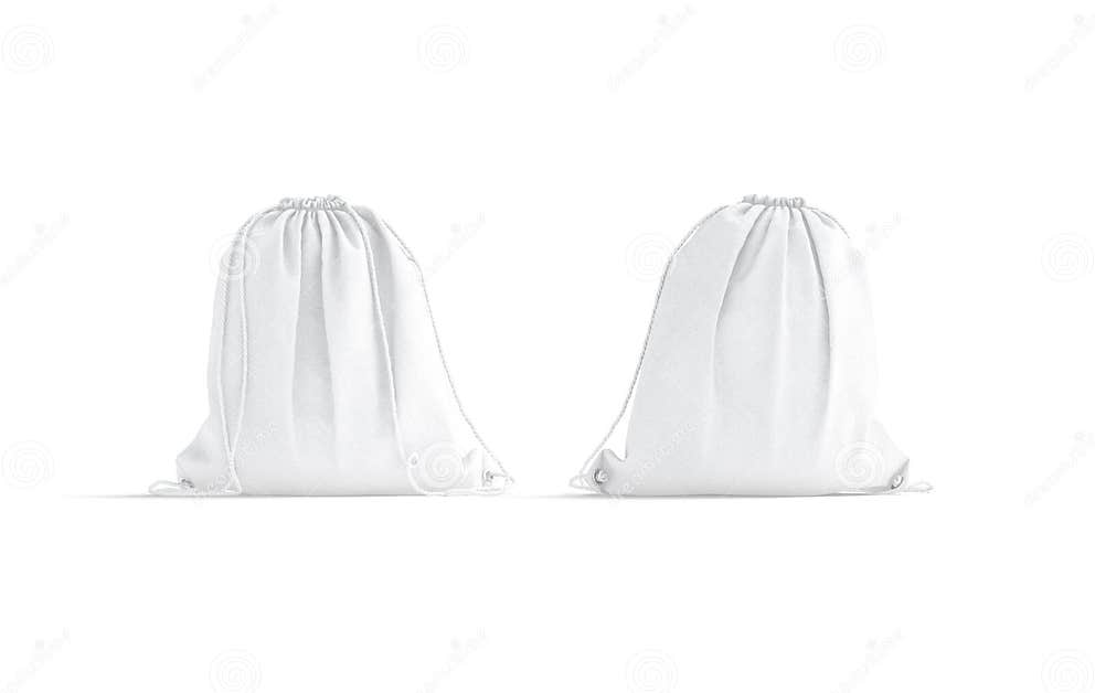 Blank White Drawstring Backpack Mockup, Front and Back View Stock ...