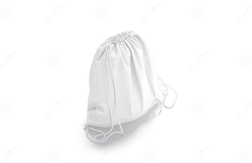 Blank White Drawstring Backpack Mockup, Side View Stock Illustration ...