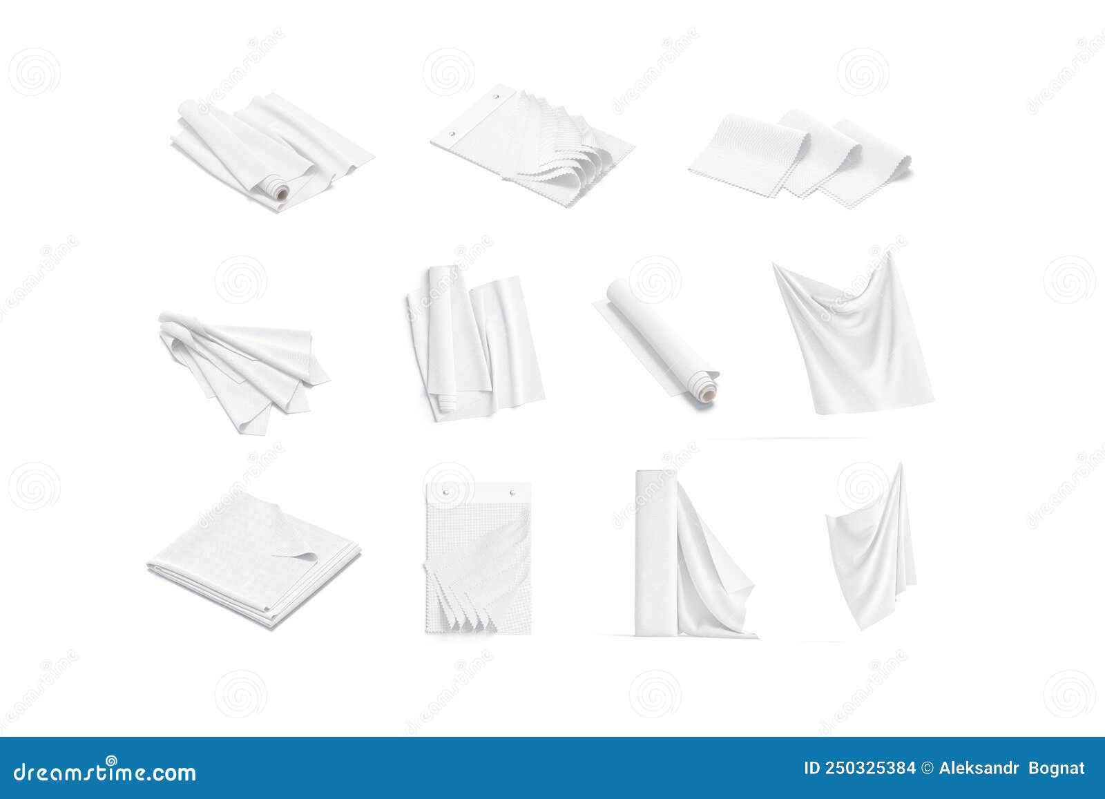 Blank White Fabric Mockup, Different Types and Views Stock Illustration ...