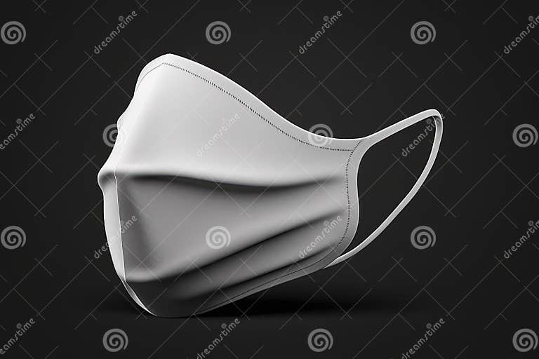 Blank White Face Mask Isolated on a Black Background Stock Illustration ...