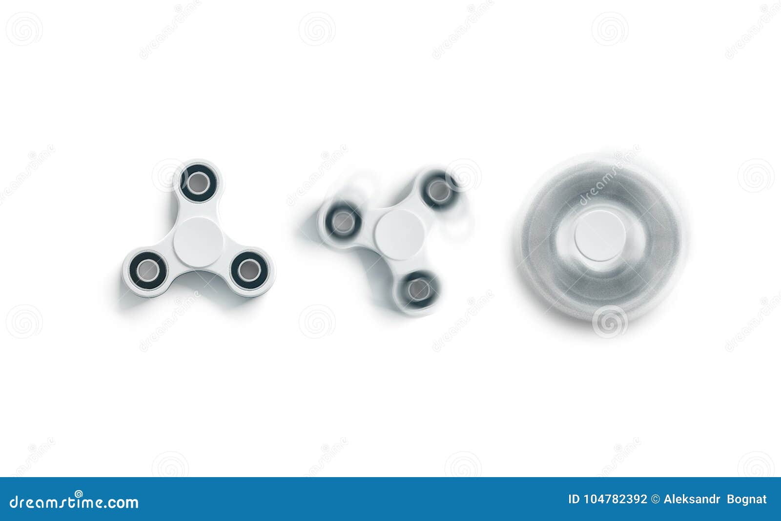 Blank White Fidget Spinner Mockup, Static and Spin, Top View Stock ...