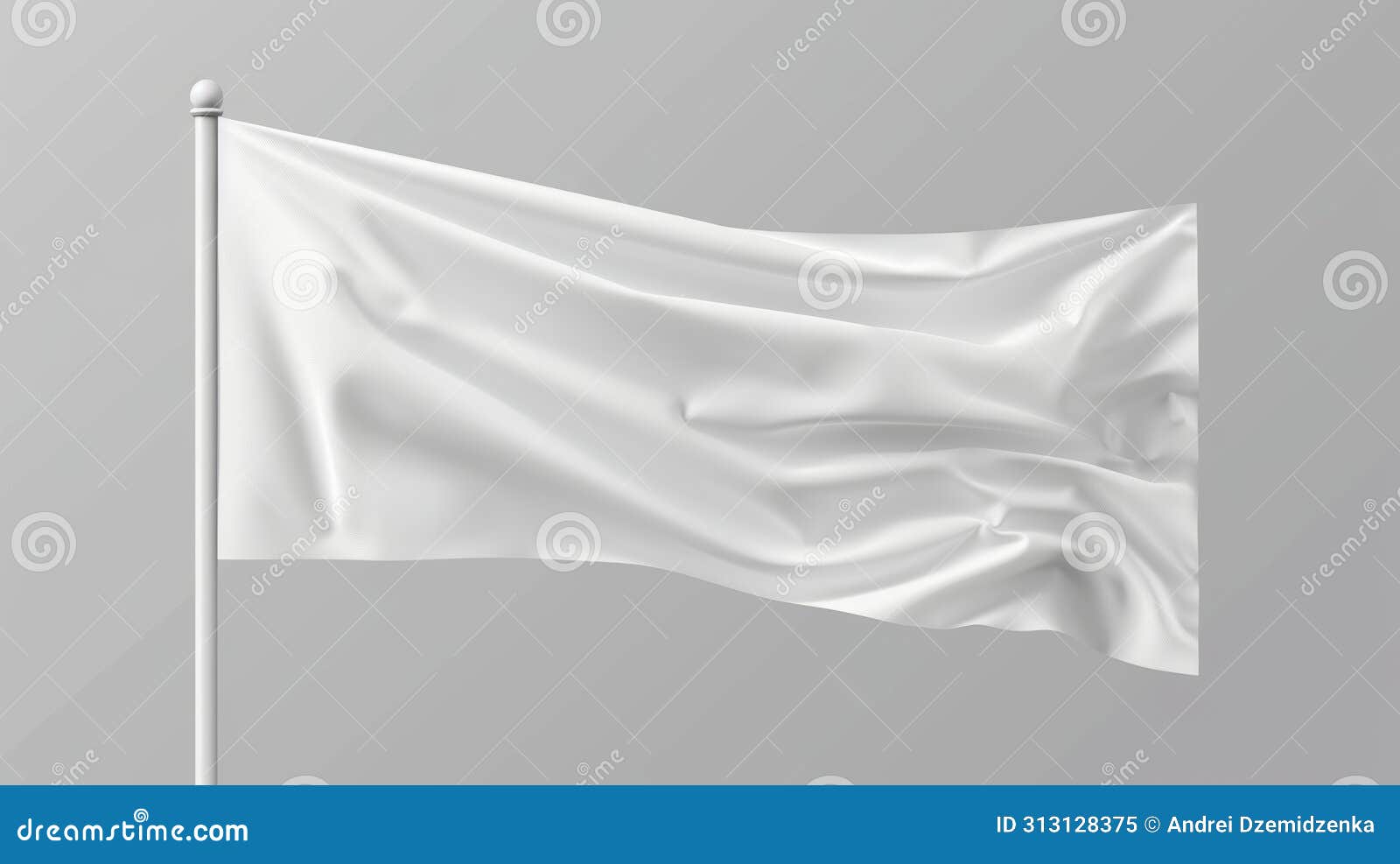 Blank White Flag on Flagpole on a Clean Horizontal Canvas for Your ...