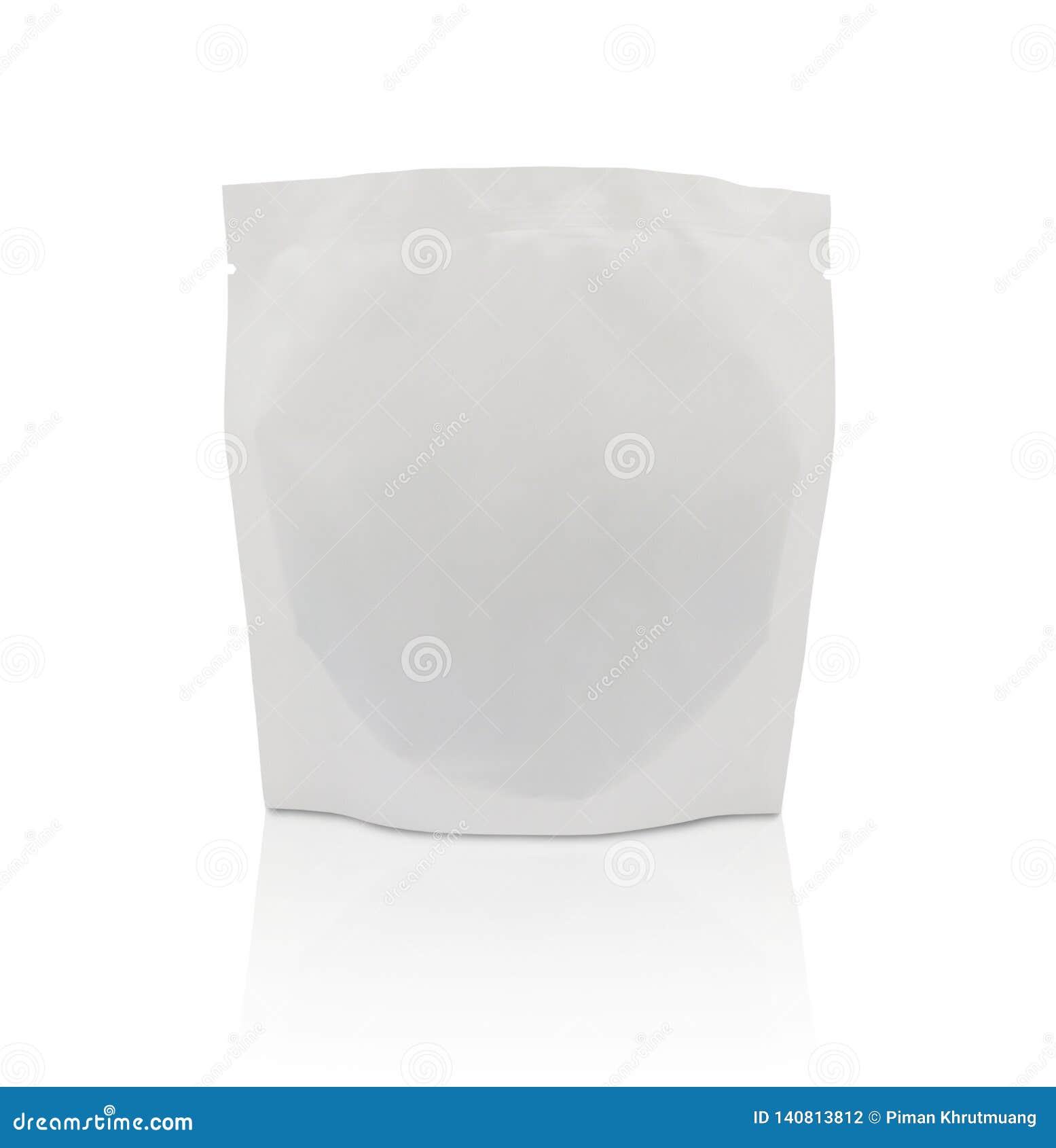 Blank White Foil Bag Packaging Isolated on White Stock Photo - Image of ...