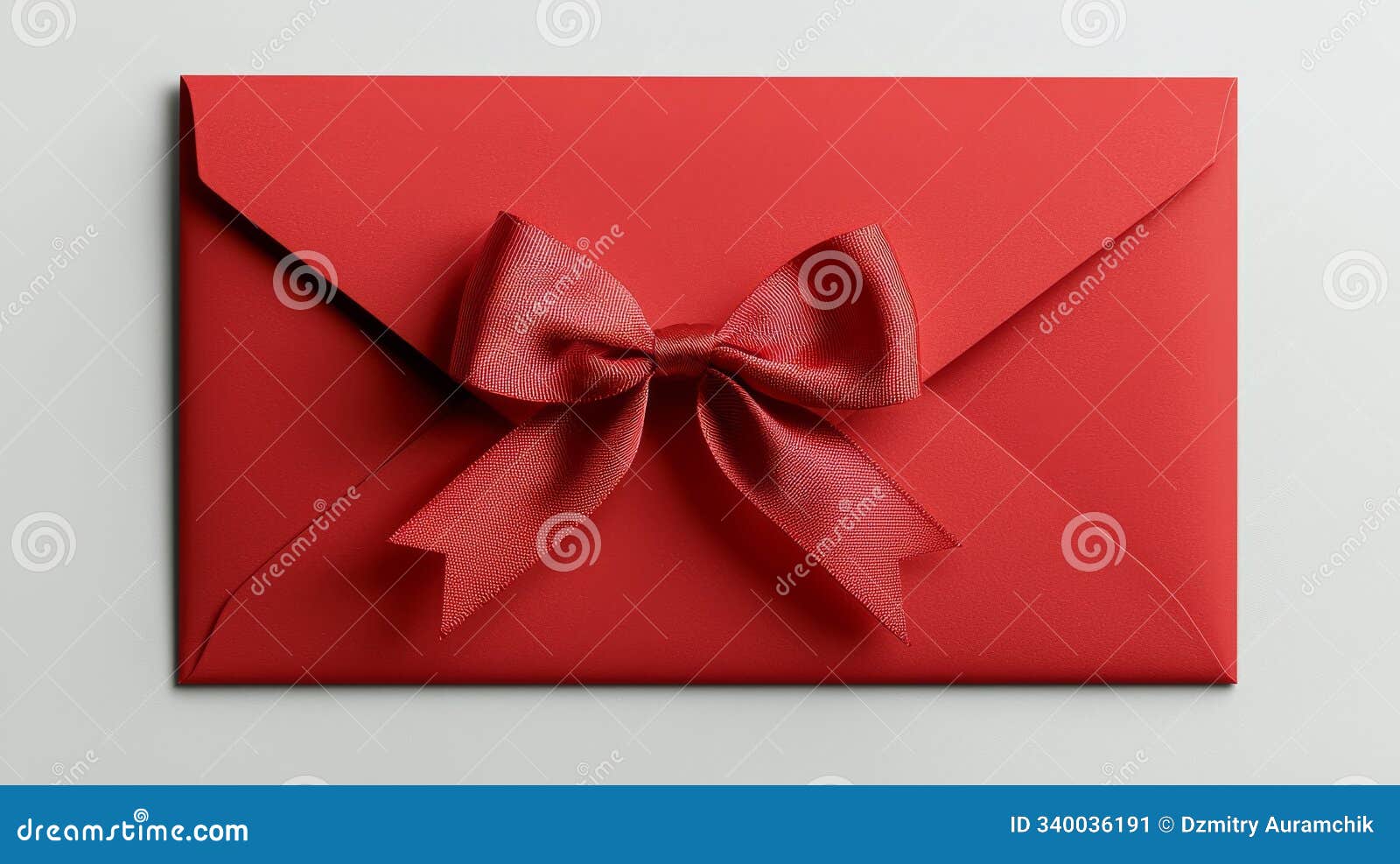 Blank White Gift Card with a Red Ribbon Bow and Red Envelope, Isolated ...