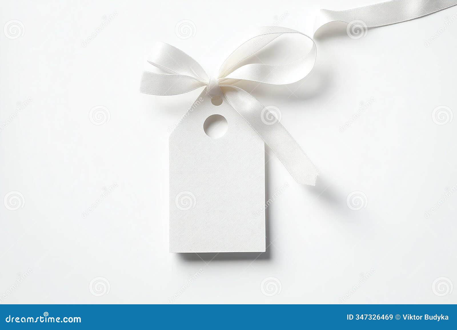 Blank White Gift Tag with Ribbon on White Background. Simple Design for ...