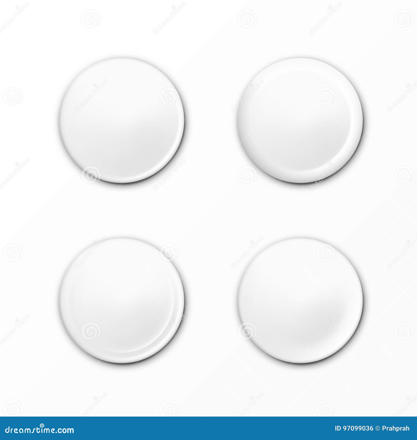 Blank White Glossy Badge or Web Button Set Stock Photo - Image of ...