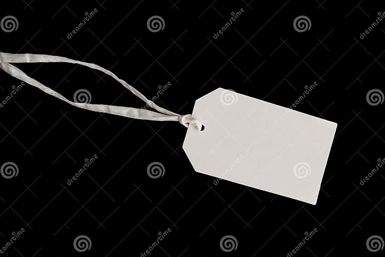 Blank White Hang Tag Cardboard Lable with String Attached on Black ...