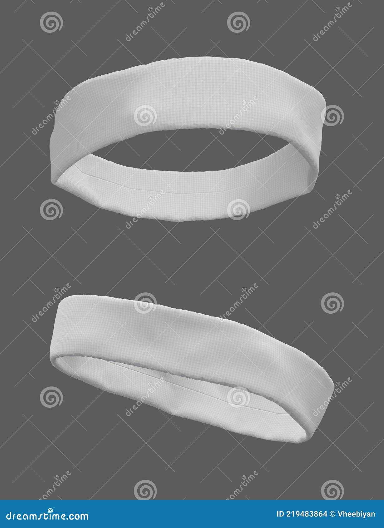 Blank White Headband Mockup in Front and Side Views Stock Illustration ...