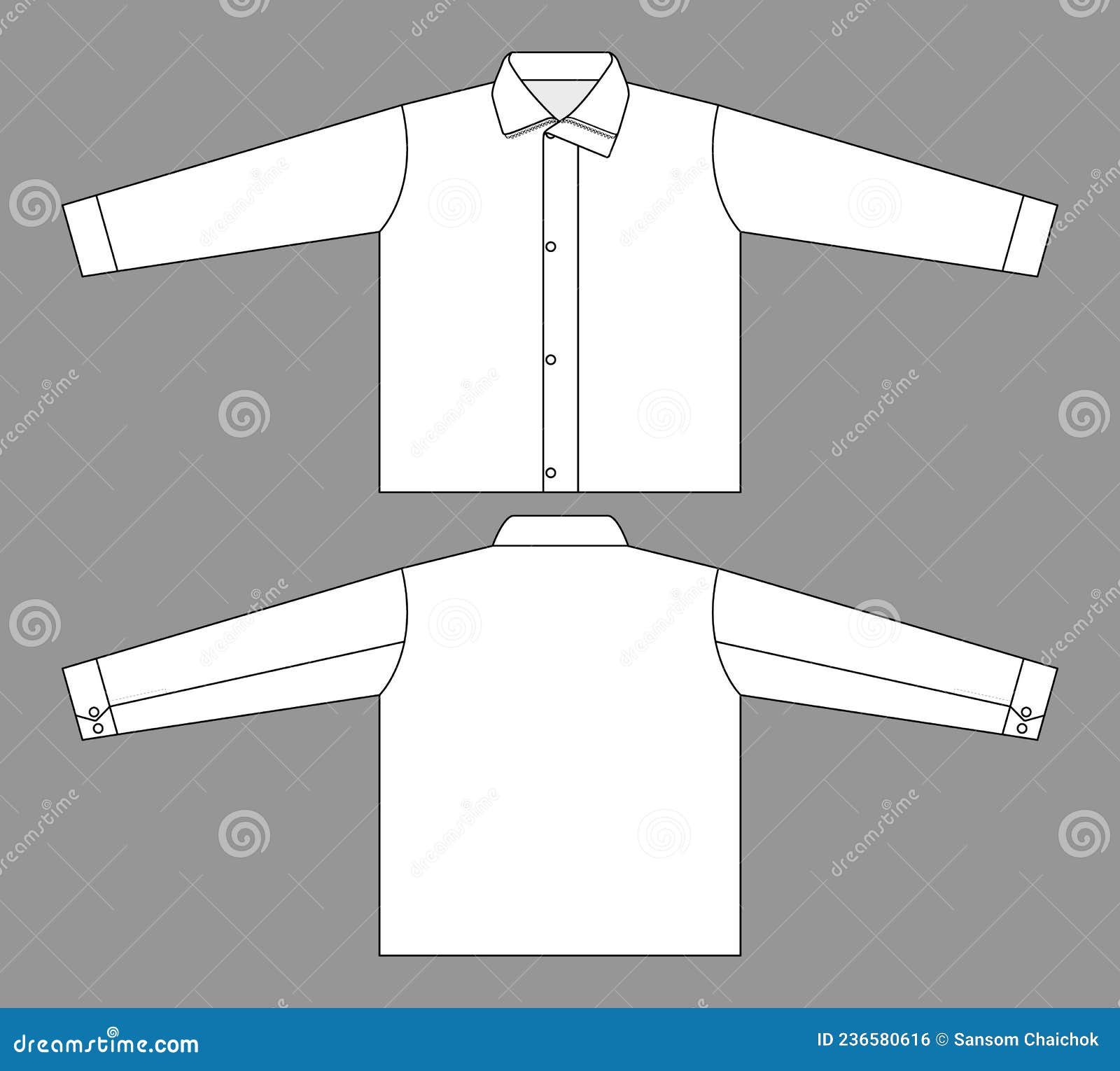Blank White Jacket With Hidden Placket Zipper Template Vector ...