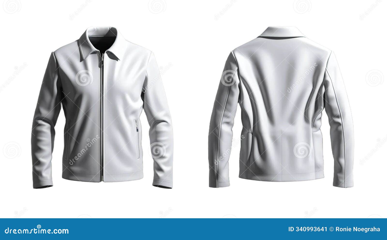 Blank White Jacket Mockup on White Background, Front and Back View ...