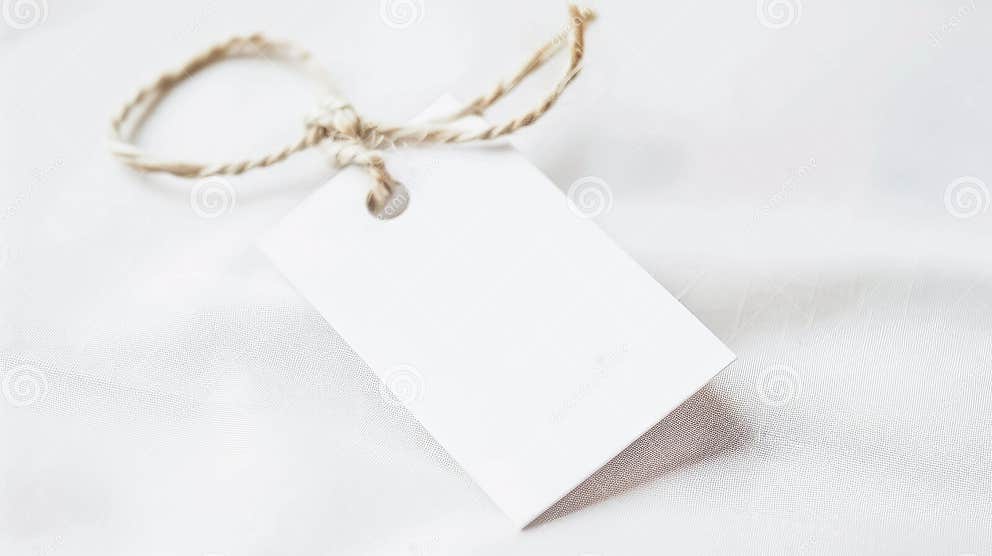 Blank White Label Tag with String on Simple Background. Stock Image ...