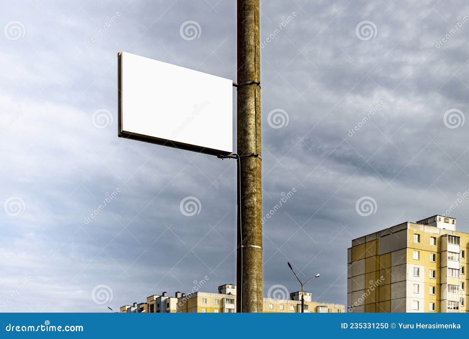 Blank White Lamp Post Banner Poster for Mock Up and Template Design ...