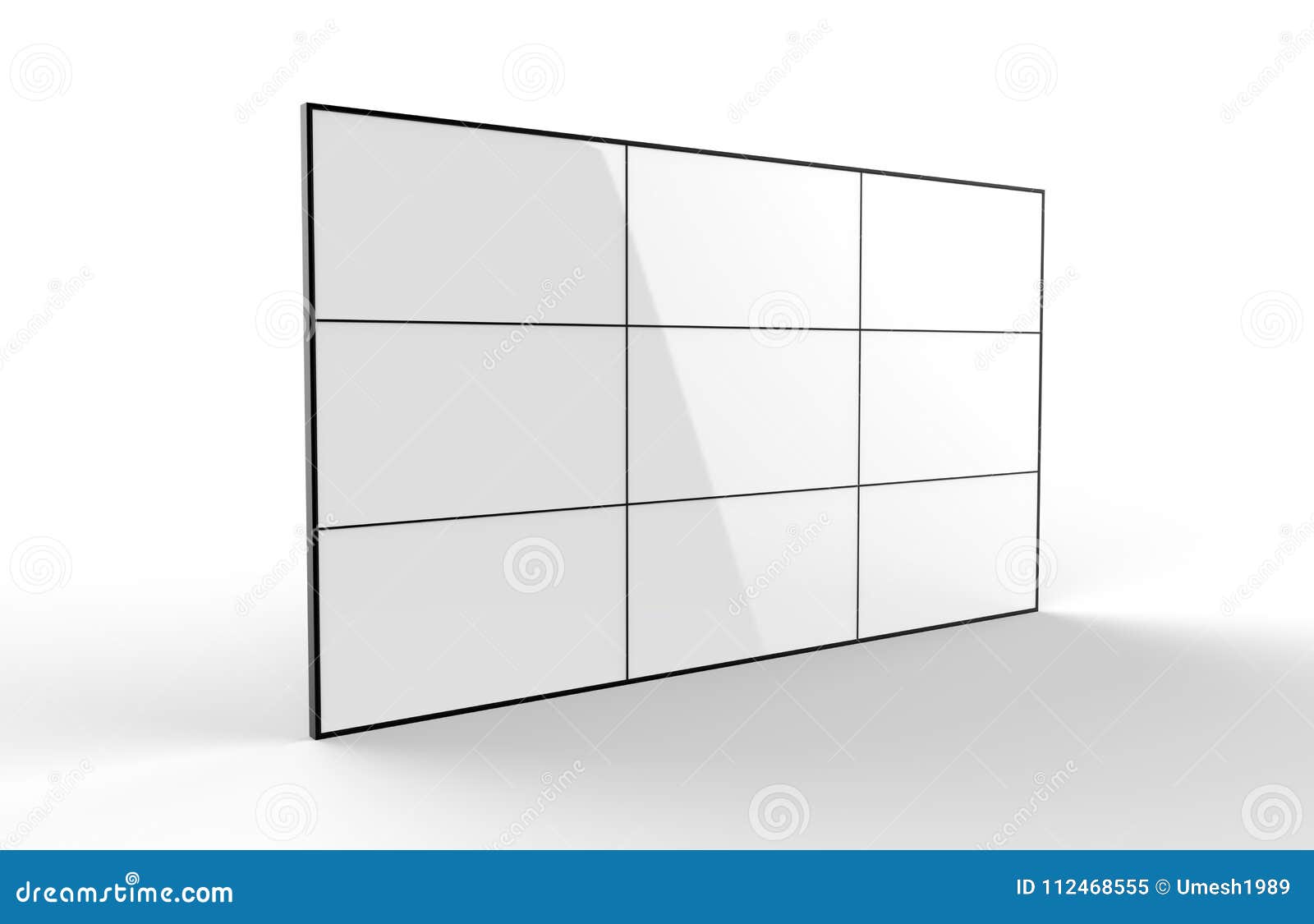 Blank White LCD Display Multi Screen Video Wall. 3d Render Illustration ...