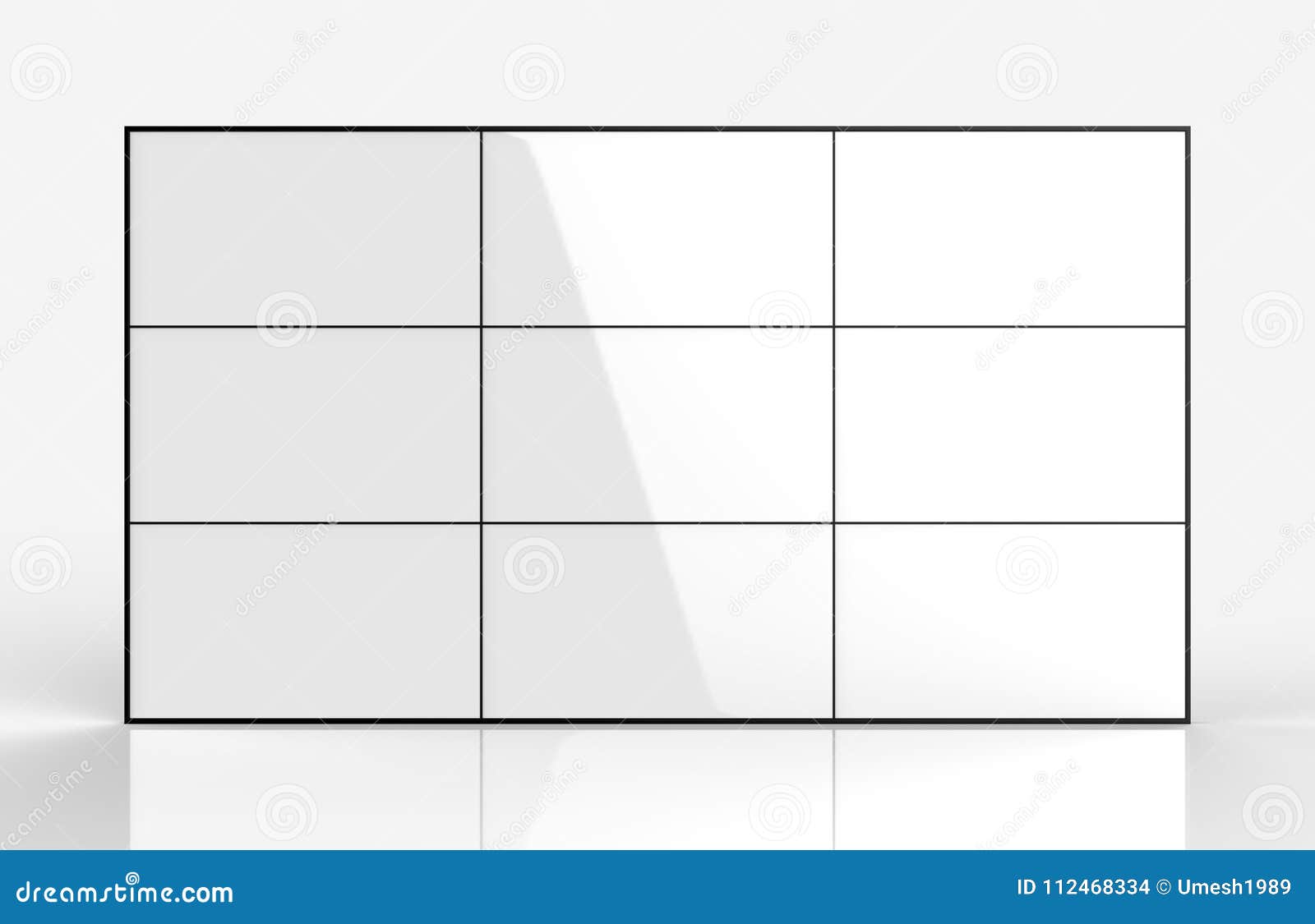 Blank White LCD Display Multi Screen Video Wall. 3d Render Illustration ...