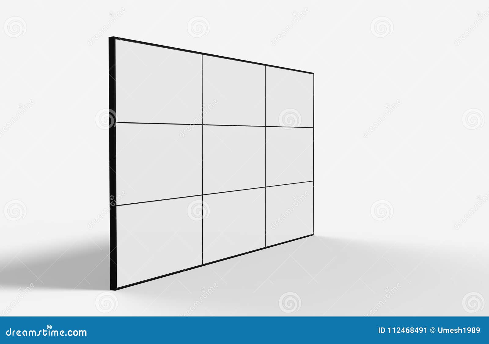 Blank White LCD Display Multi Screen Video Wall. 3d Render Illustration ...