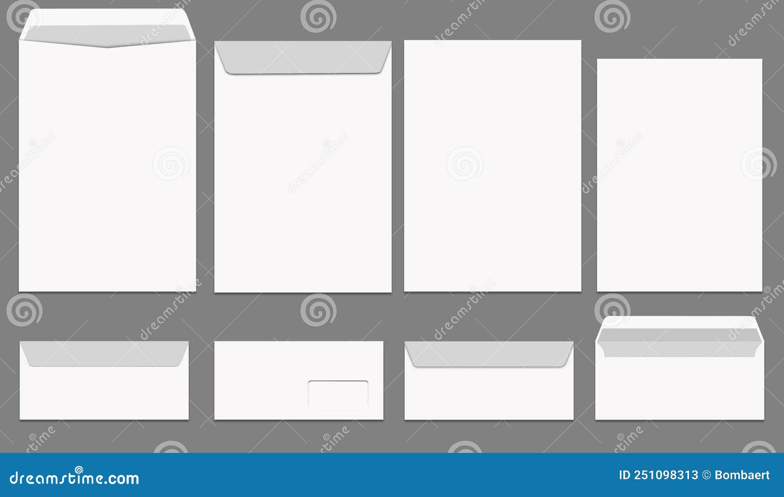 Blank White A4 Letter and Envelope Front View Stock Illustration ...