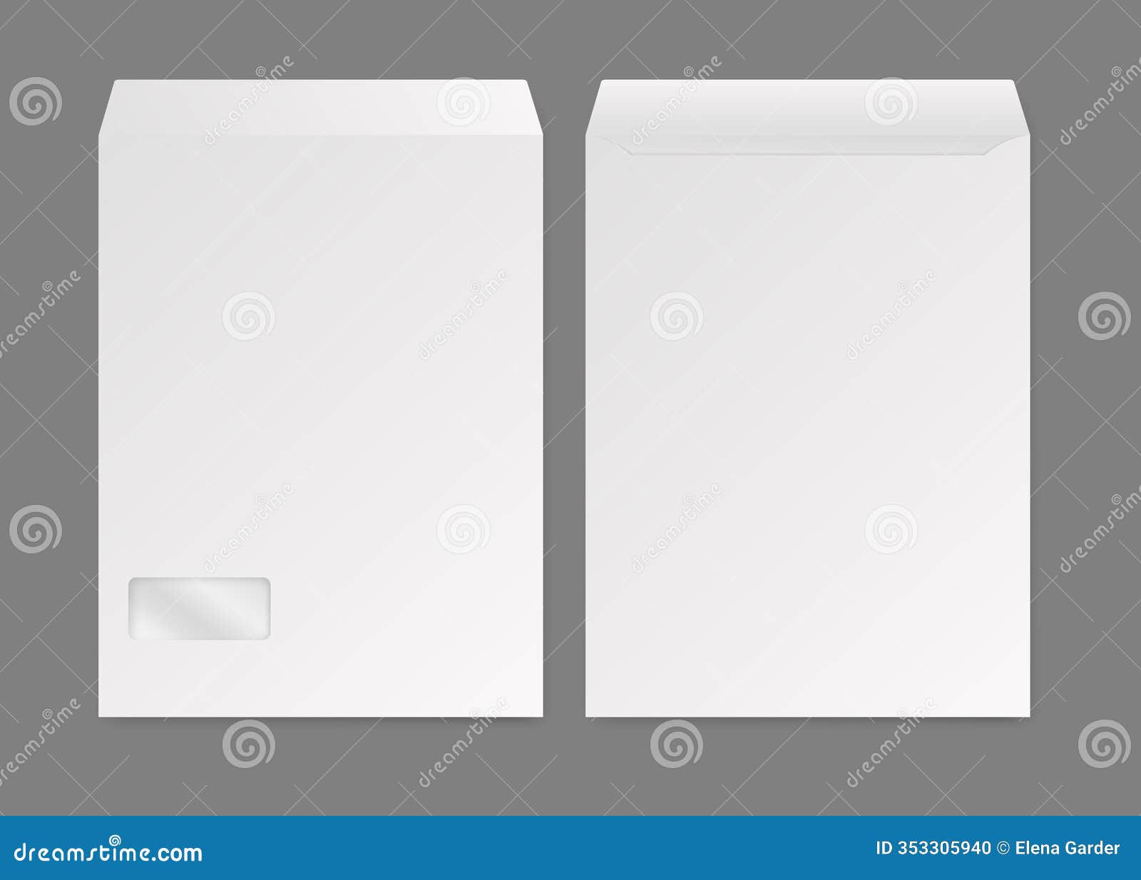 Blank White Letter Paper Envelope. Top View. Vector A4 Envelopes on ...