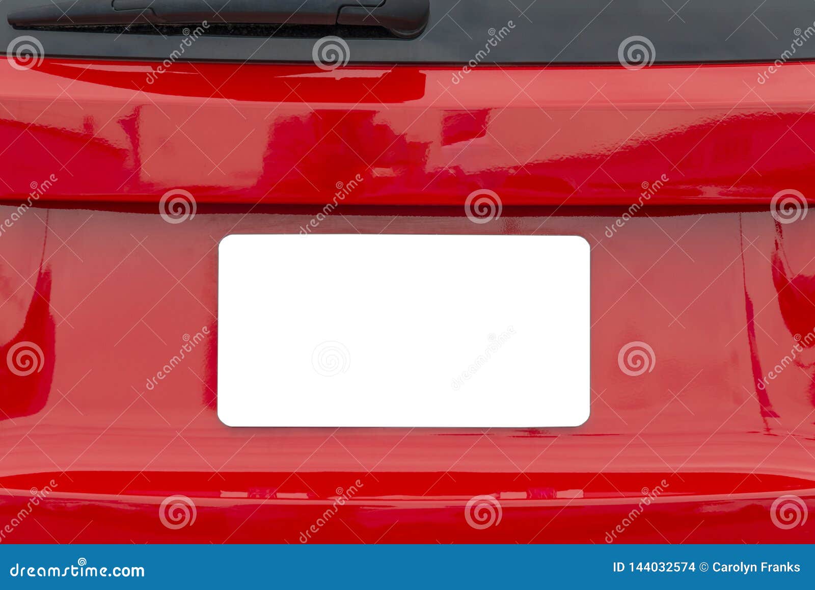 Blank White License Plate on Red Car with Copy Space Stock Photo ...