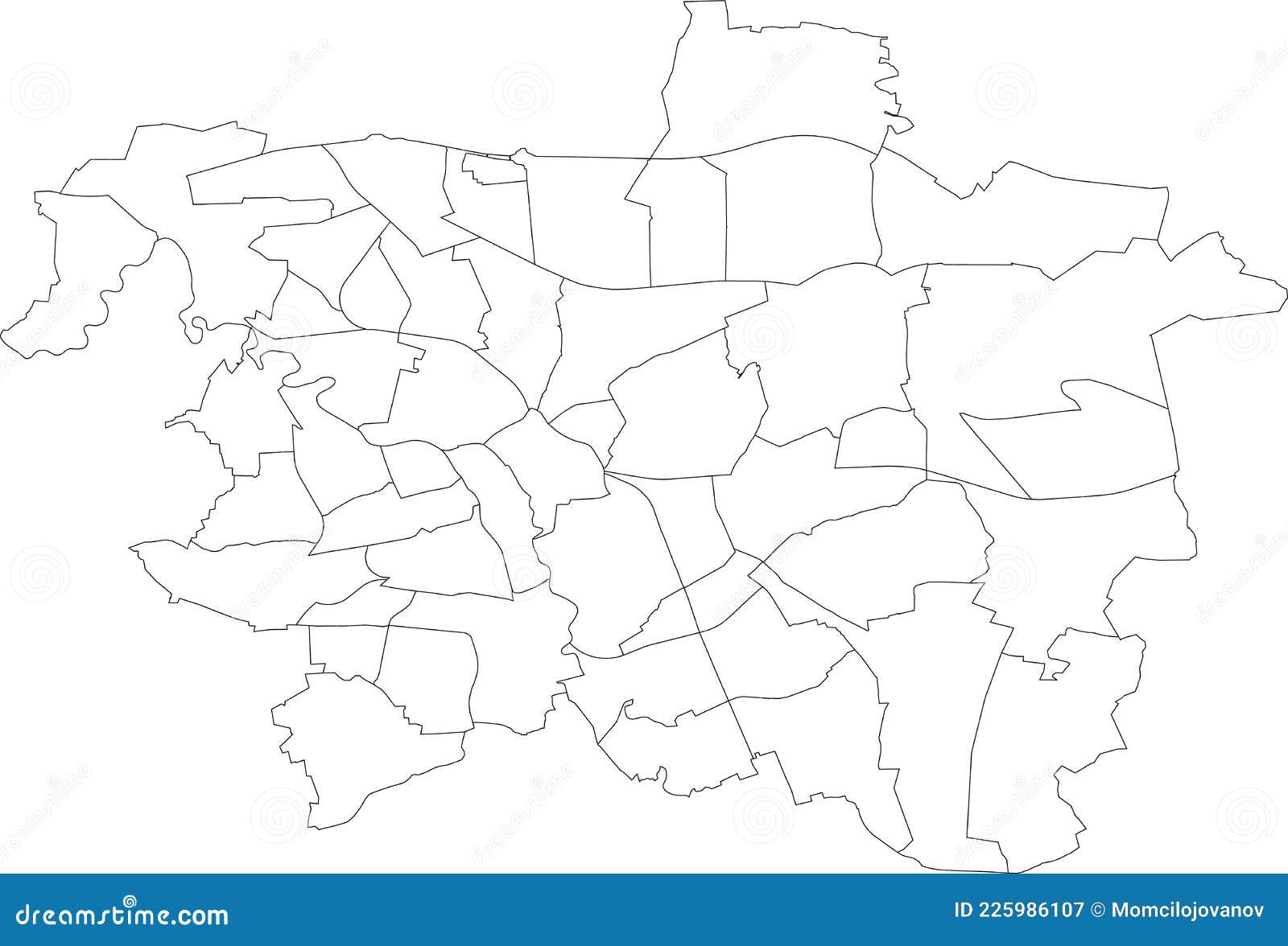 Blank White Map of Borough Districts of Hanover, Germany Stock Vector ...